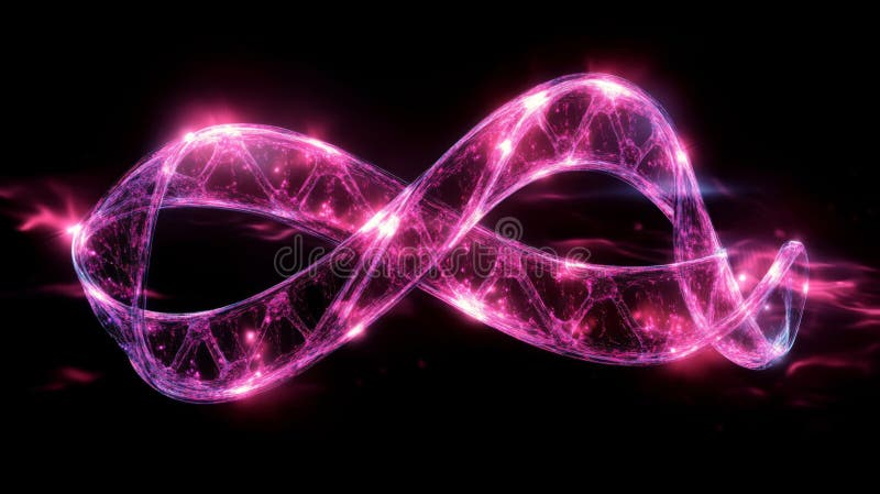Glowing Pink DNA Helix Infinity Symbol Design Stock Illustration ...