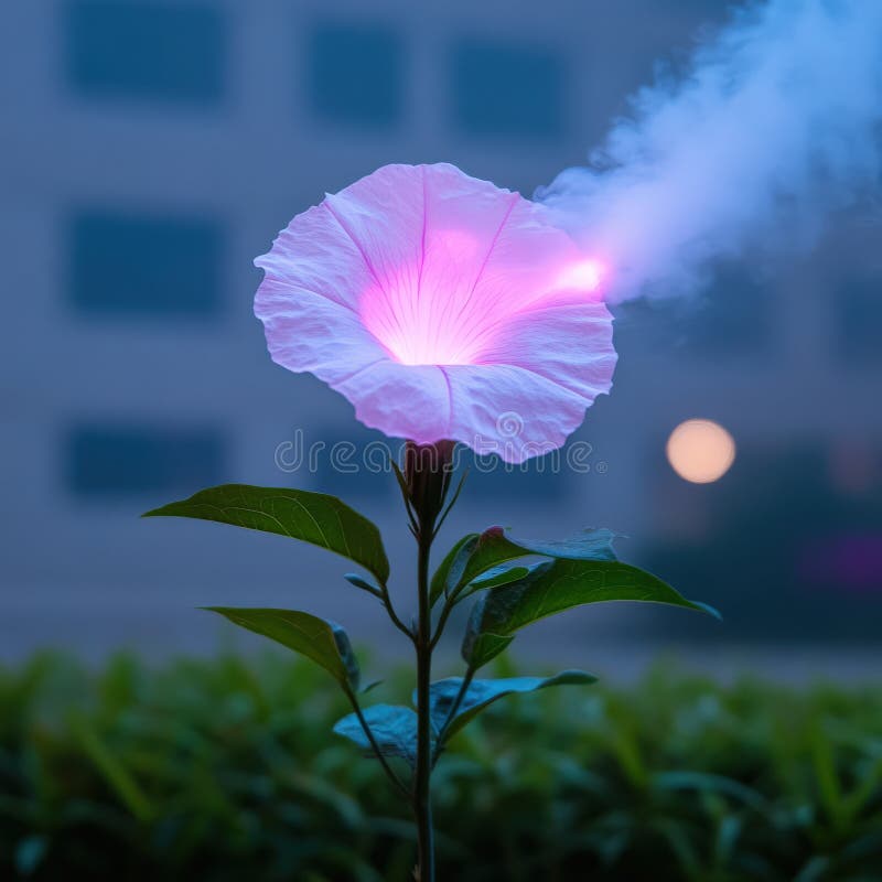 Glowing Pink Flower with Misty Background Stock Image - Image of ...