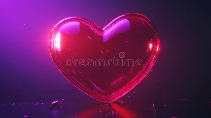 Glowing Pink Heart Shape with Neon Outline and Vibrant Background Stock ...