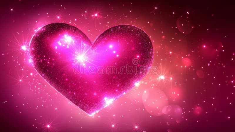 Glowing Pink Heart Sparkling Stardust Background Stock Illustration ...