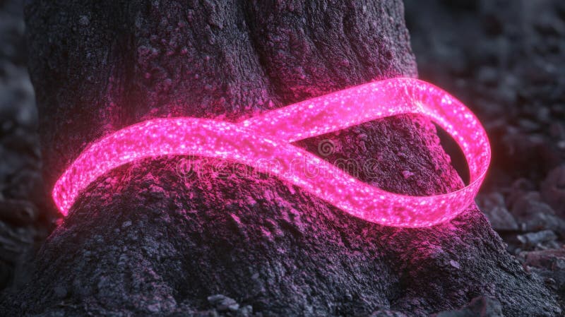 Glowing Pink Infinity Loop Around Tree Trunk Stock Illustration ...