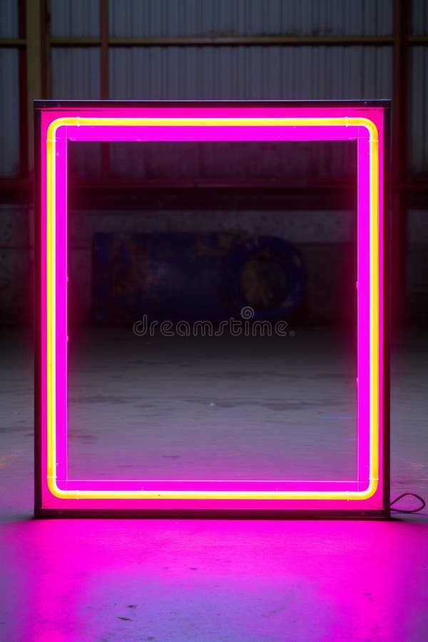 Glowing Pink Neon Frame on Dark Background Stock Illustration ...