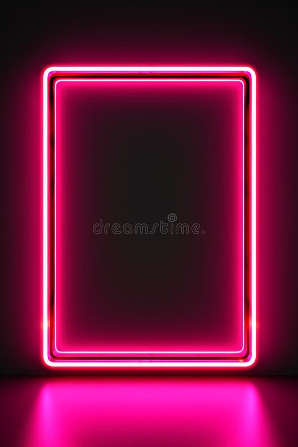 Glowing Pink Neon Frame on Dark Background Stock Illustration ...