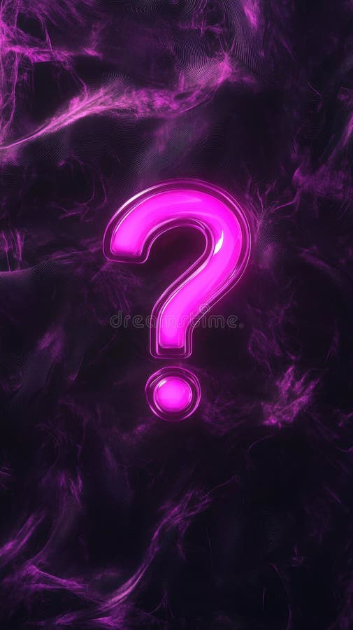 Glowing Pink Neon Question Mark on Dark Abstract Background Stock ...