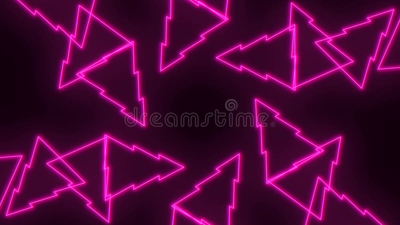 Glowing Pink Neon Triangles in Circular Formation on Black Background ...