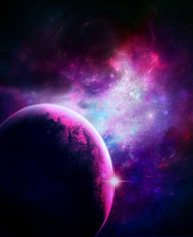 Burst Planet on a Black Space Background Stock Illustration ...