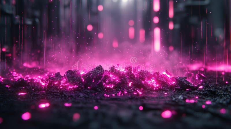 Glowing Pink Rocks Dark Futuristic Setting Stock Photos - Free ...