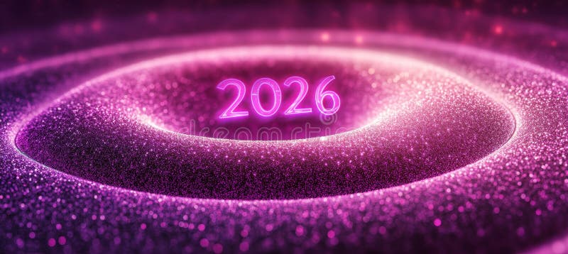 Glowing Pink 2026 on Wavy Glitter Texture with Bokeh Effects for New ...