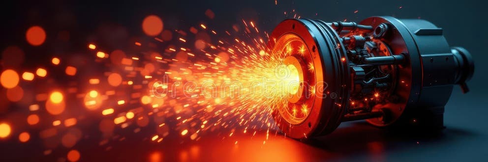 Glowing Pistons, Intense Sparks Erupt from Powerful Engine , Force ...