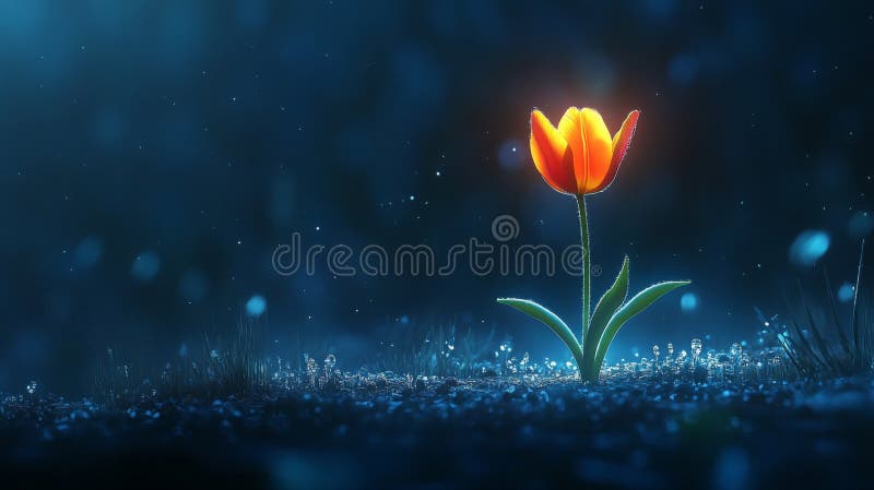 Glowing Pixel Art Tulip at Night Stock Illustration - Illustration of ...