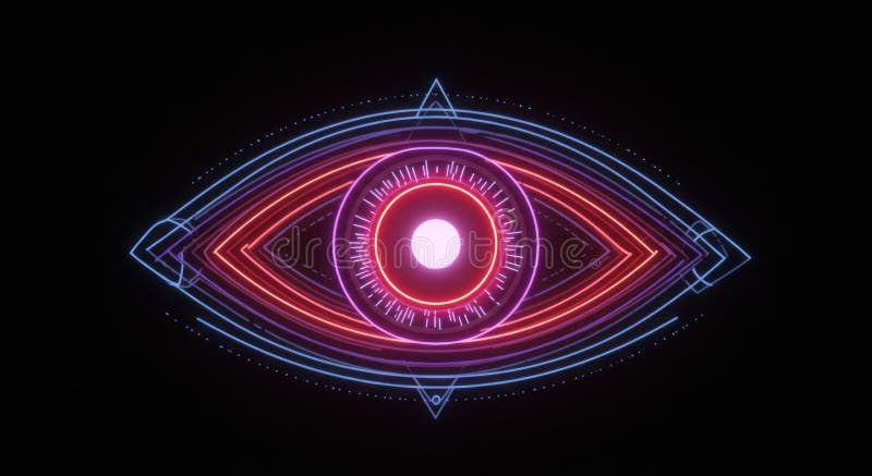 Glowing Pixel Eye Digital Art with Neon Colors Stock Illustration ...