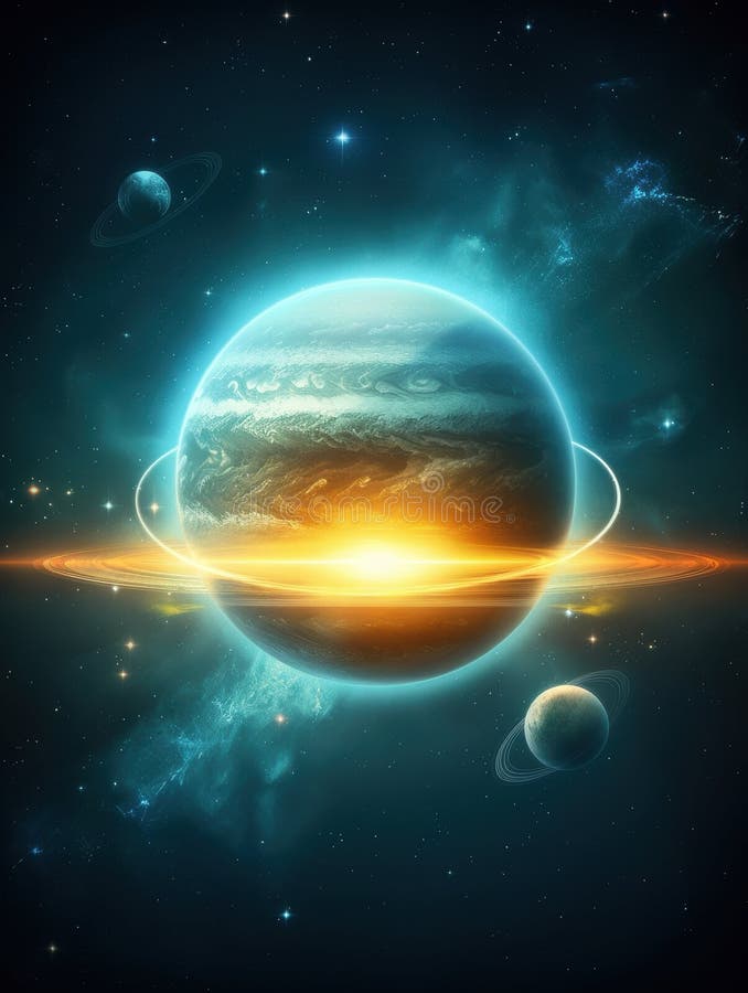 Glowing Planet in a Starry Nebula Stock Illustration - Illustration of ...