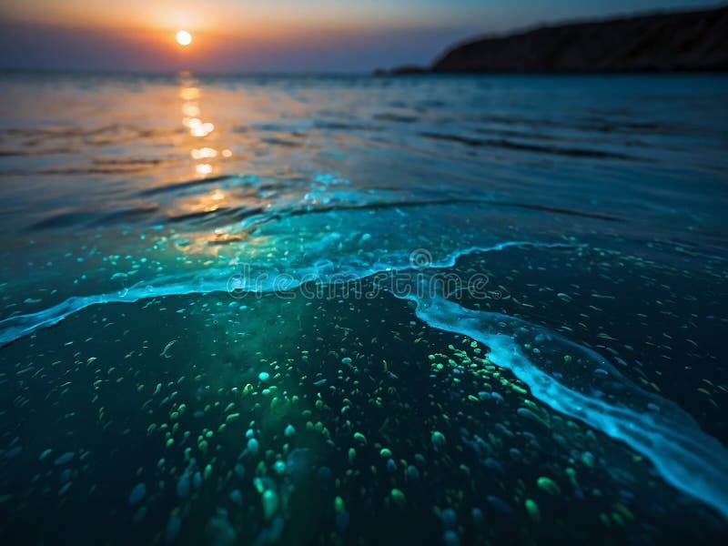 Glowing Plankton on the Ocean Shore on the Beach at Night Stock ...