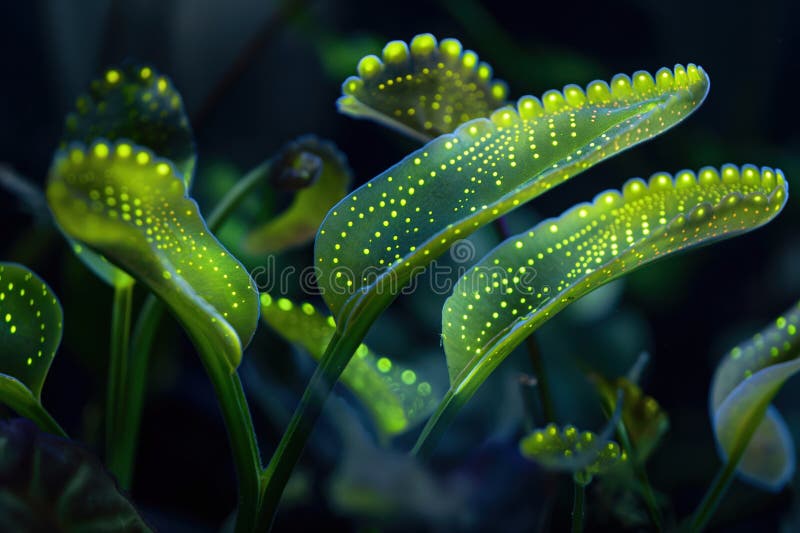 Glowing Plant Showing Concept of Genetic Modification in Botany Stock ...