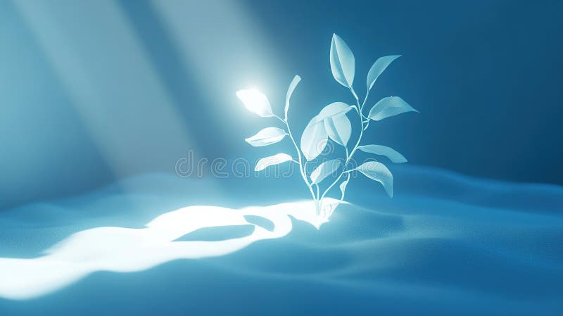 Glowing Plant Sprout in Soft Blue Light Stock Photo - Image of leaves ...