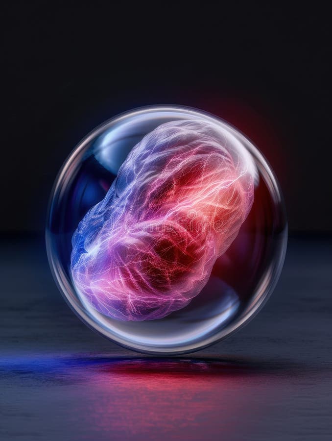 Glowing Plasma Energy Sphere in Glass Orb Stock Illustration ...