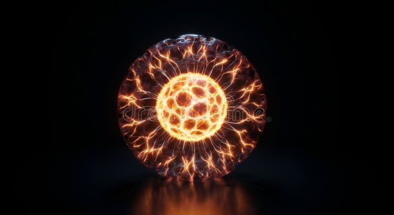 Glowing Plasma Orb with Electric Patterns in Dark Space. Stock Photo ...
