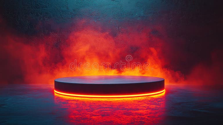 Glowing Platform, Fiery Backdrop, Dark Studio, Product Display Stock ...