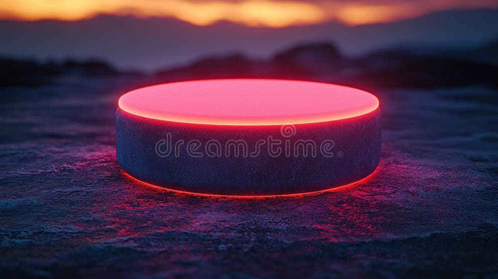 Glowing Platform Sunset Landscape Product Display Stock Illustration ...