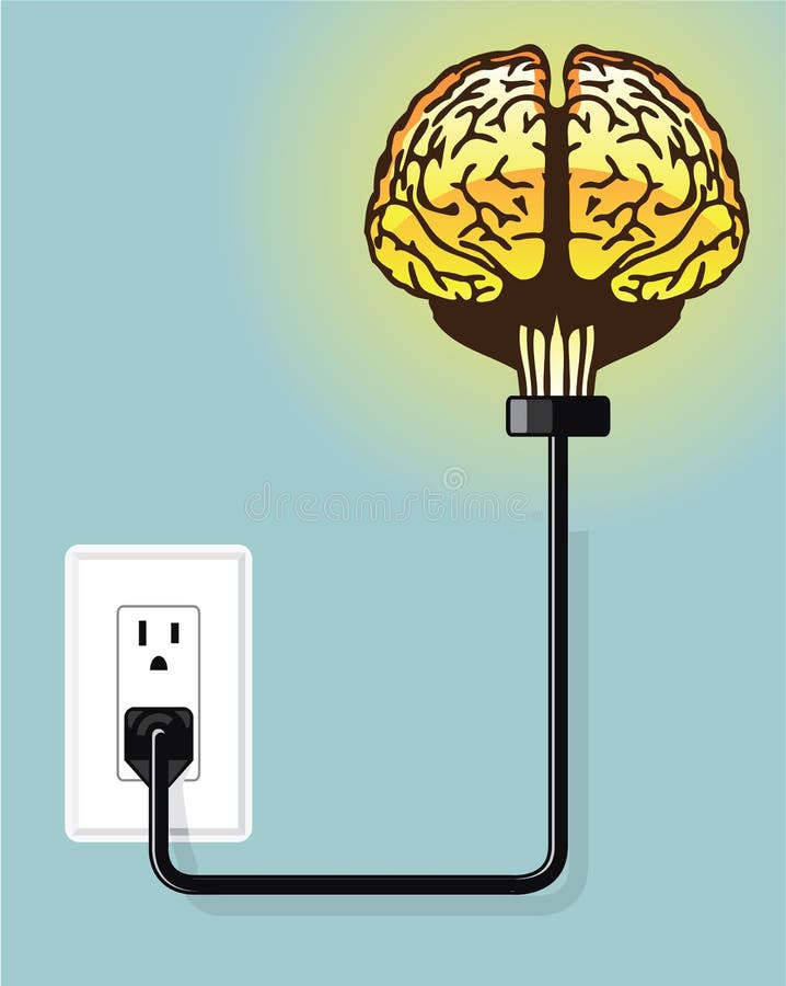 Glowing Plugged Brain Vector Stock Illustrations – 2 Glowing Plugged ...