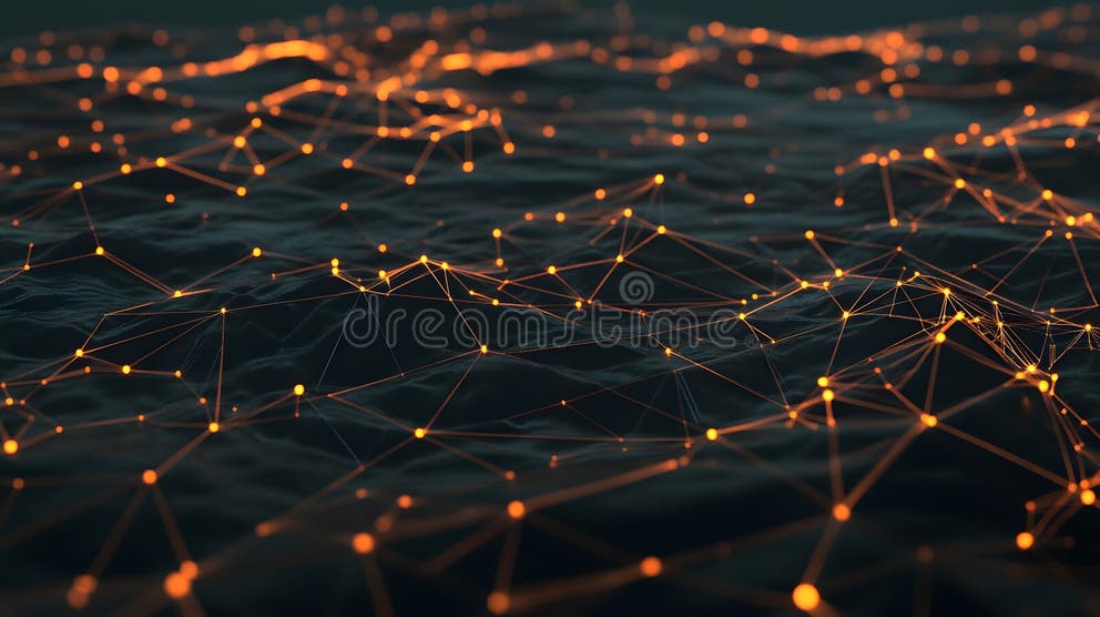 Glowing Point Mesh Network, Minimal and Clean, with Central Space Left ...