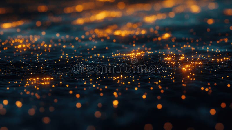 Glowing Points on Dark Mesh Surface with Abstract Technology Pattern ...