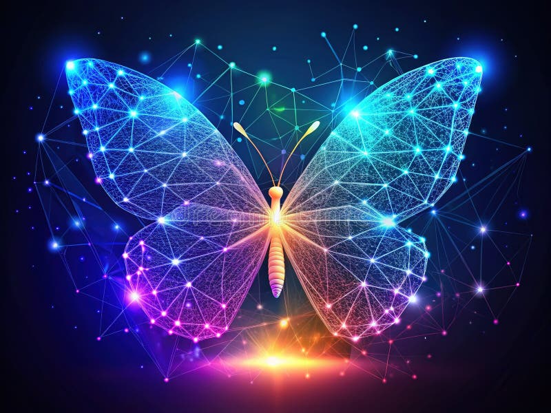 Glowing Polygonal Butterfly a Futuristic Abstract Network Connection ...
