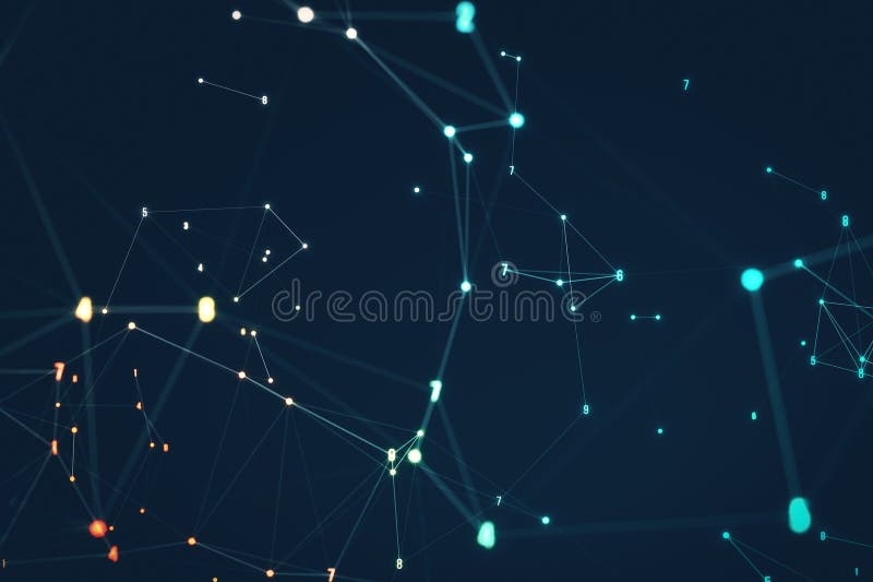 Glowing Polygonal Coding Mesh on Backdrop. Technology and Pattern ...