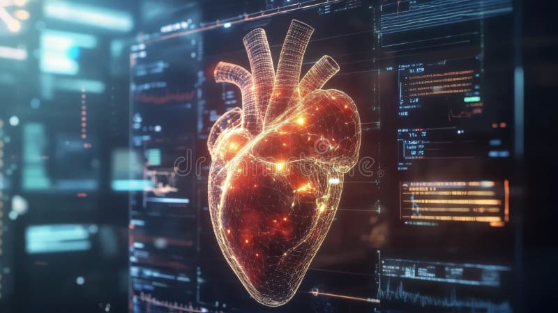 Digital Human Heart Rotating on Futuristic Medical Screen Stock Footage ...
