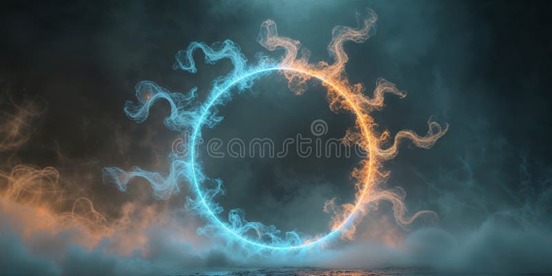 Glowing Portal with Blue and Orange Energy. Stock Image - Image of ...