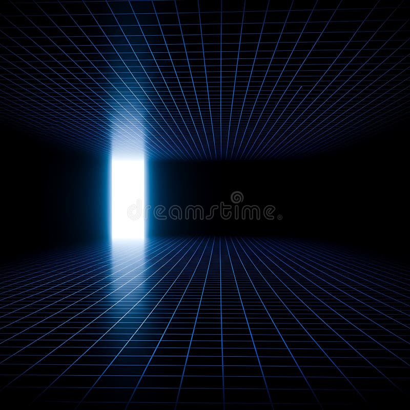 Glowing Portal Exit in Dark Grid Room Concept Isolated on White ...