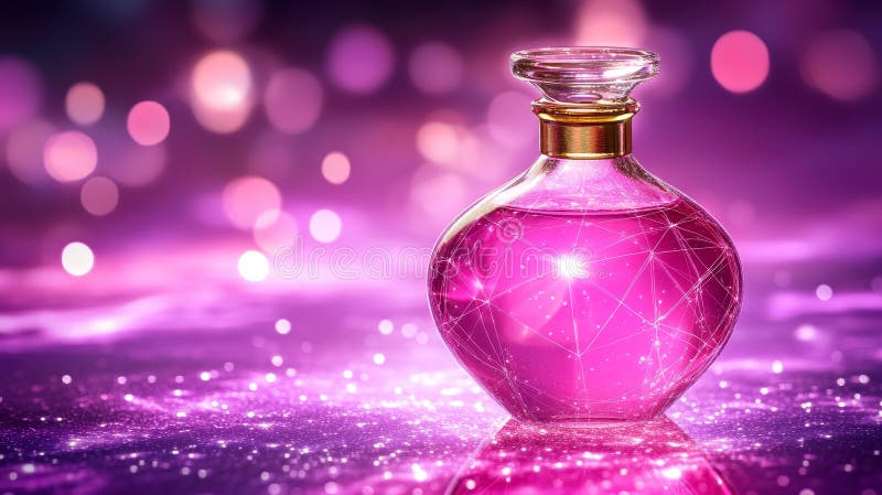 Glowing Potion, Love Elixir in Glass Bottle on Abstract Background with ...