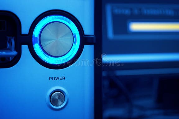 Glowing Power Button of Computer Stock Image - Image of learning ...