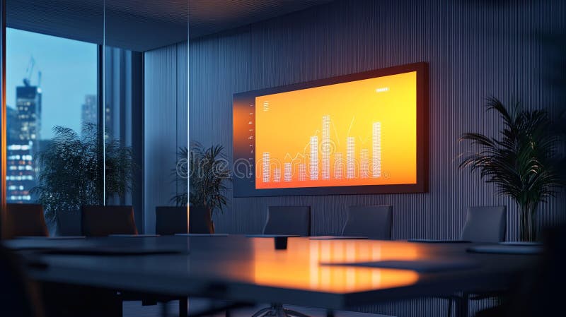 A Glowing Presentation Screen Styled in a Minimalist Boardroom with ...