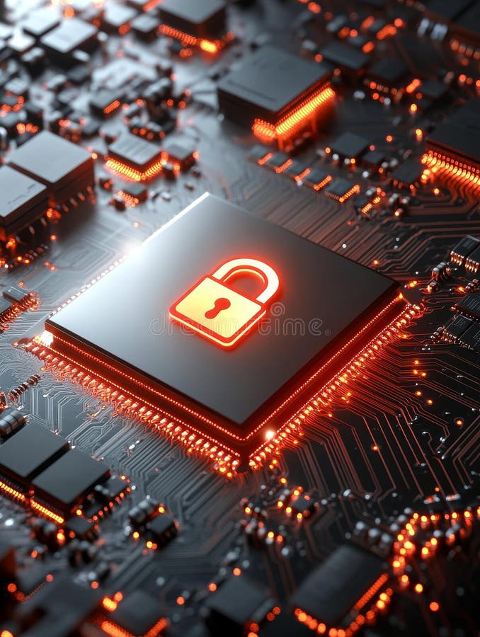 Glowing Processor Chip Security Cybersecurity Data Protection Digital ...