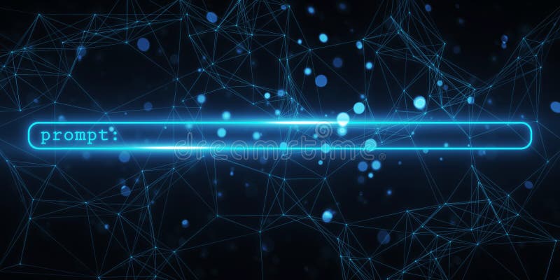 Glowing Prompt Input Interface on a Digital Network Background. 3D ...