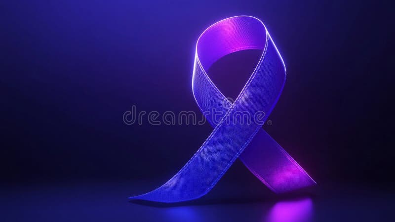 Glowing Purple Awareness Ribbon Symbol of Hope Stock Illustration ...