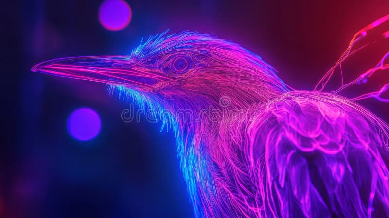 Glowing Purple and Blue Bird Digital Art Stock Illustration ...