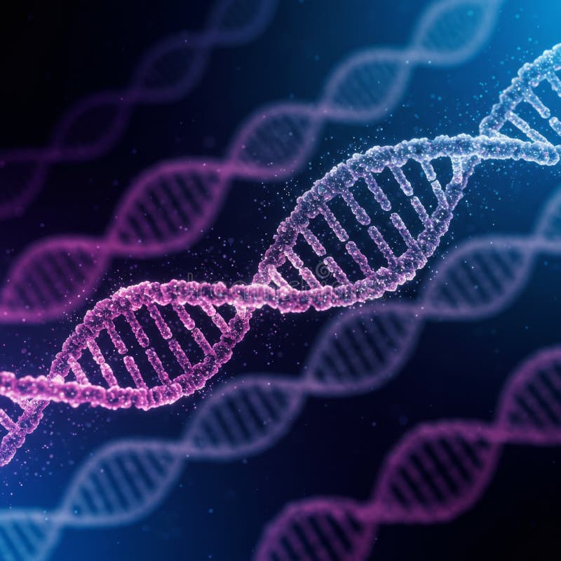 Glowing Purple and Blue DNA Helix Abstract Background Stock ...
