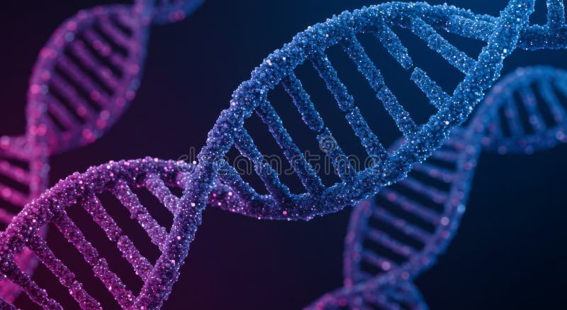 Glowing Purple and Blue DNA Helix Structure Stock Illustration ...