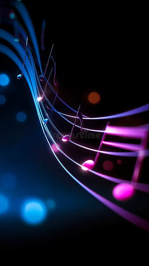 Glowing Purple and Blue Gradient Colored Curved Stave with Several ...