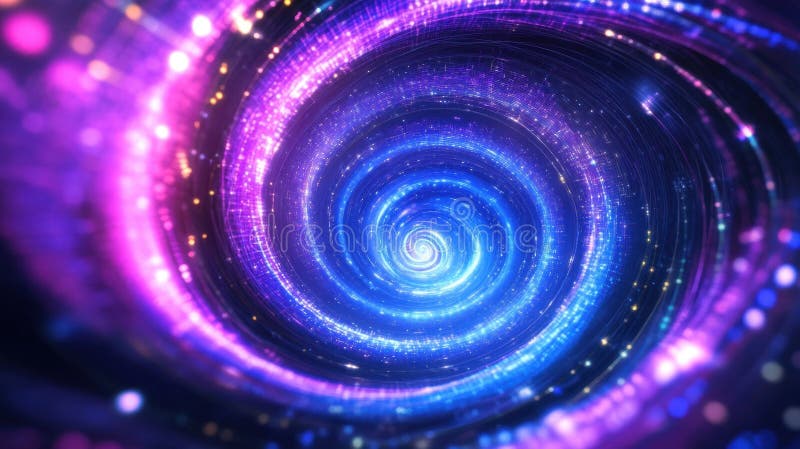 Glowing Purple and Blue Particles Rotating in a Spiral Shape Stock ...