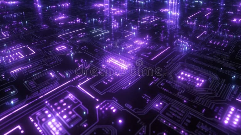 Glowing Purple Circuit Board Abstract Technology Design Stock ...