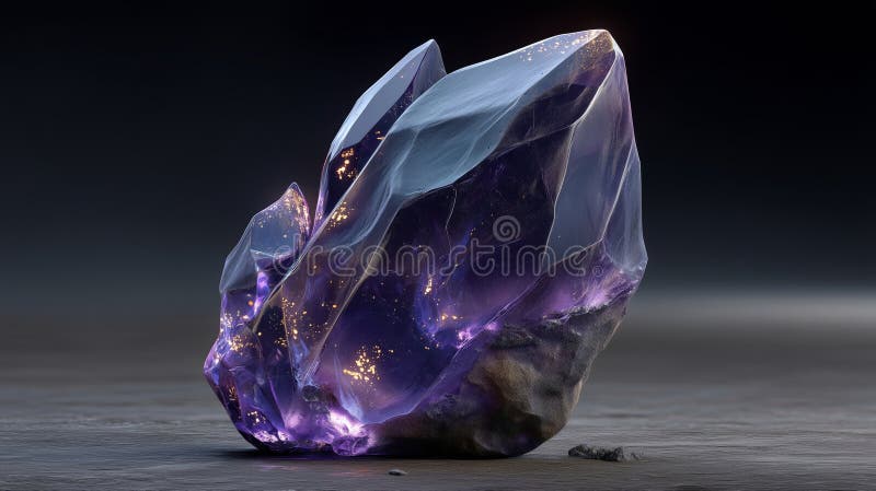 Glowing Purple Crystal on Dark Surface Stock Image - Image of precious ...