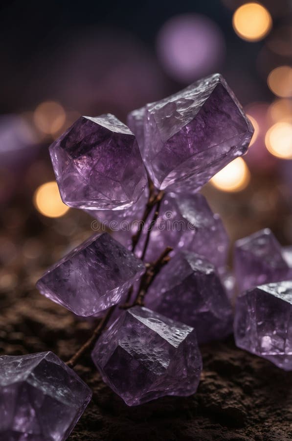 Glowing Purple Crystal Formations in a Night Sky. Stock Photo - Image ...
