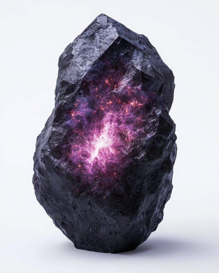 Glowing Purple Crystal Rock Formation Stock Illustration - Illustration ...