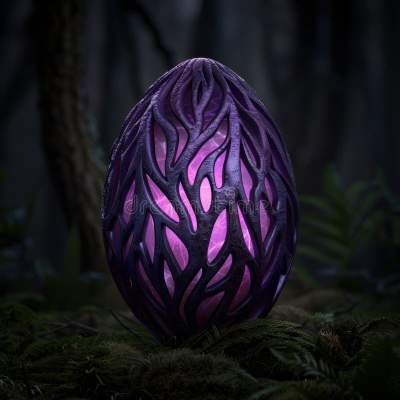 Glowing Purple Dragon Egg in the Forest Stock Illustration - Illustration of light, mystical ...