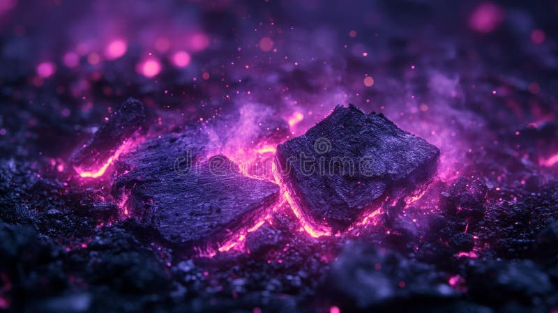 Glowing Purple Embers Creating an Intense, Fiery Scene Stock Photo ...