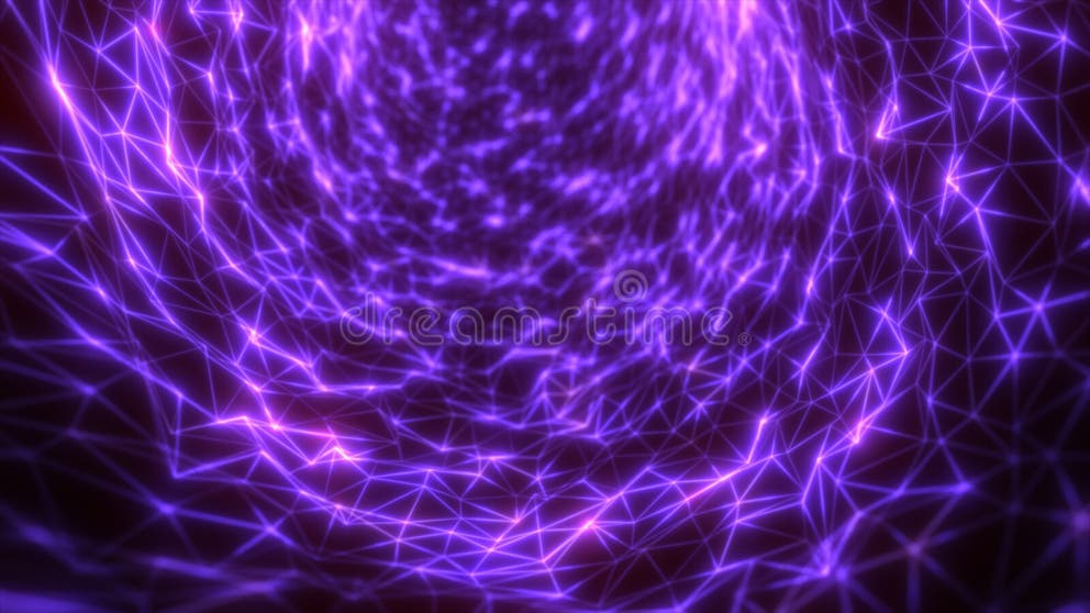 Glowing Purple Energy Mesh Forming a Twisting Tunnel of Connected ...