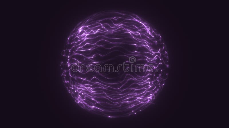 Glowing Purple Energy Sphere Formed by Dynamic Wavy Light Trails ...